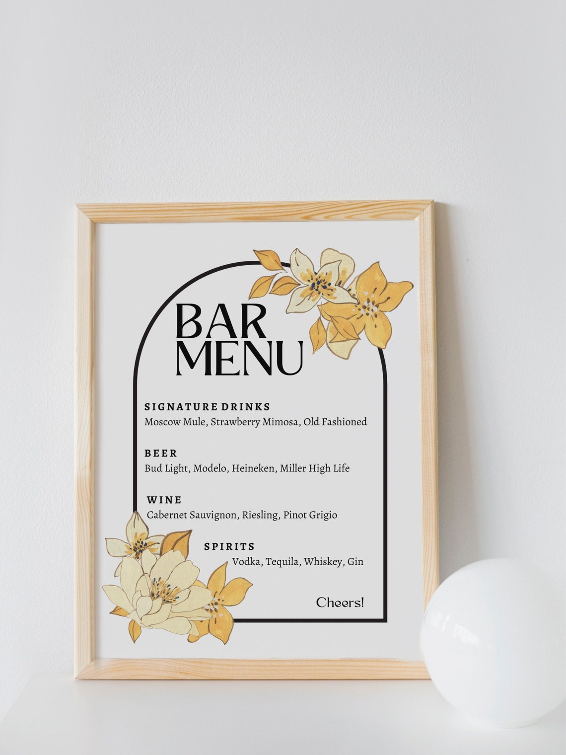 Retro BAR MENU Printable Sign/banner, Instant Download, Editable ...