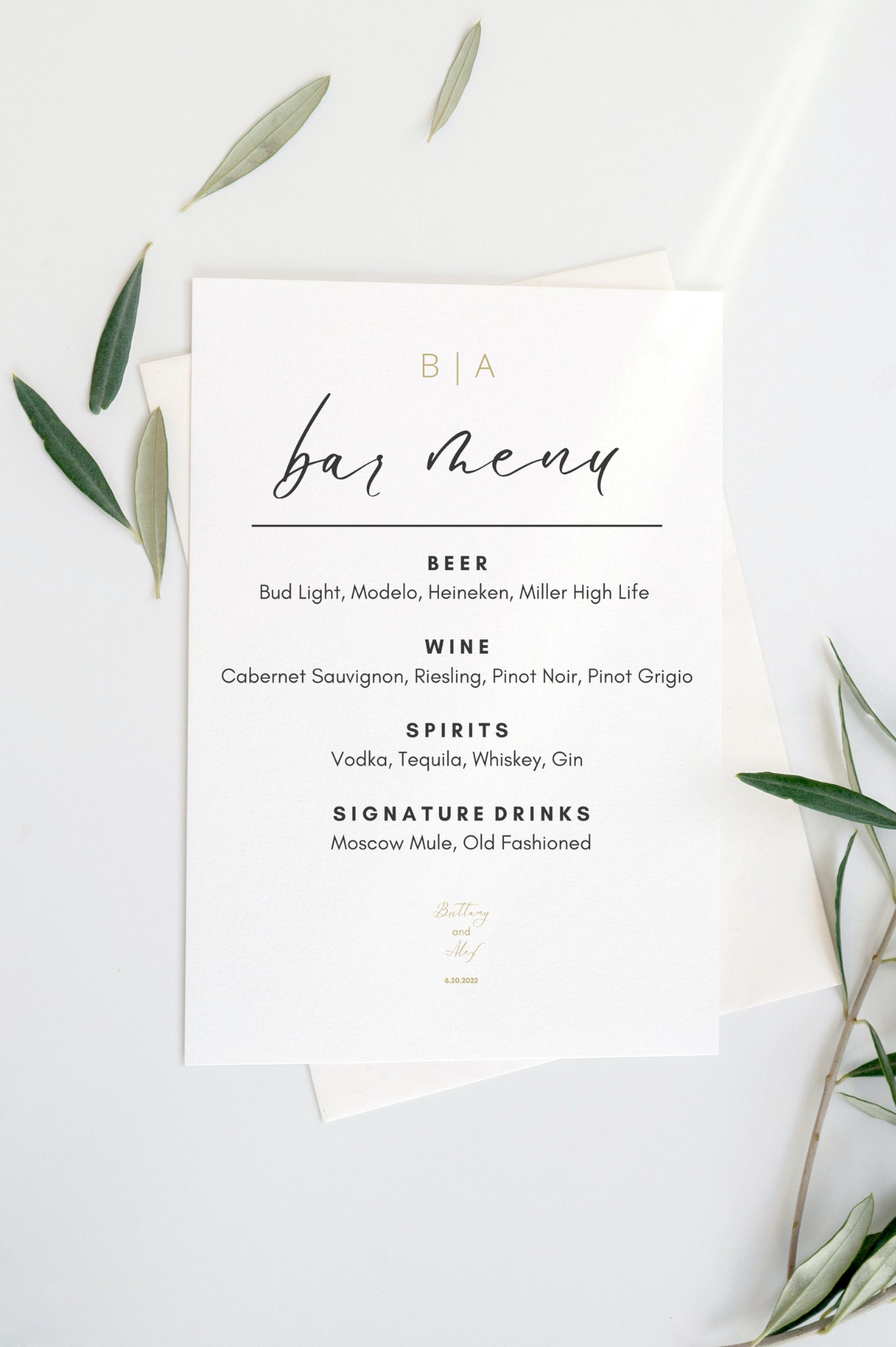 Classic BAR MENU Printable Sign/banner, Instant Download, Editable ...