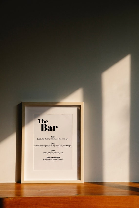 BAR MENU Printable Sign/banner Instant Download Editable - Etsy