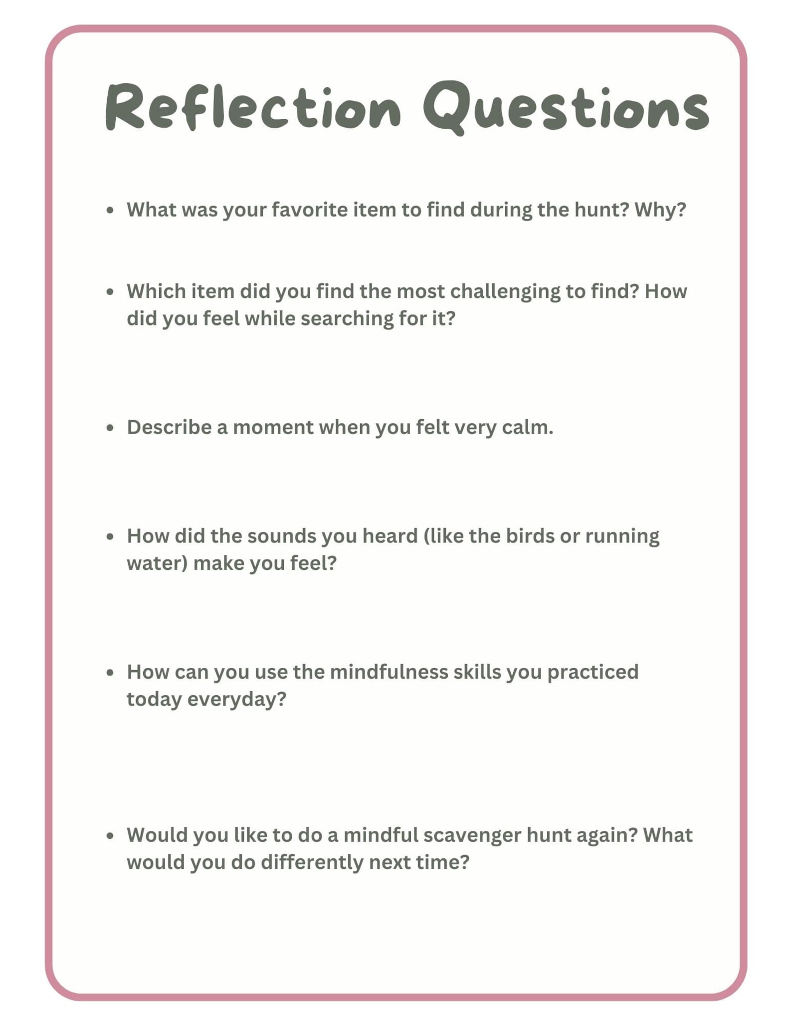 Mindful Scavenger Hunt for Children - Etsy