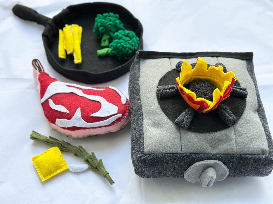 Steak Bone in Felt Pretend Play Toy/ Reversible Steak Toy/pretend Play ...