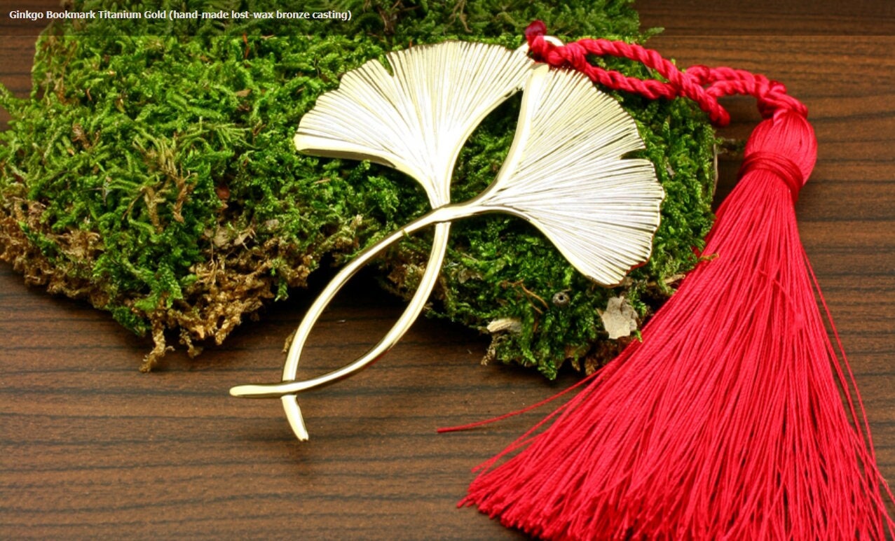 Ginkgo Metal Bookmark With Tassel, Animal Crossing Redd Inspired Gold ...