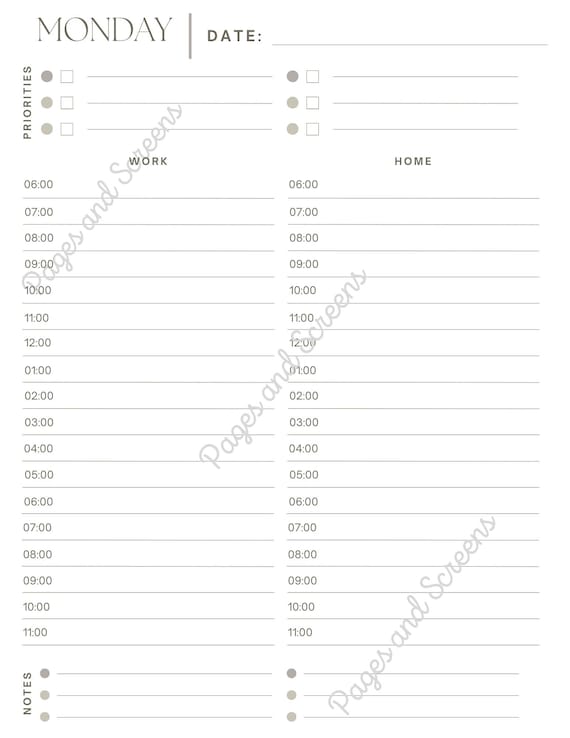Printable Work From Home Simple and Minimal Printable Daily - Etsy