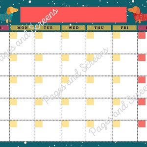 Printable Undated Dachshund Month Calendar Digital Download JPG PDF - Etsy