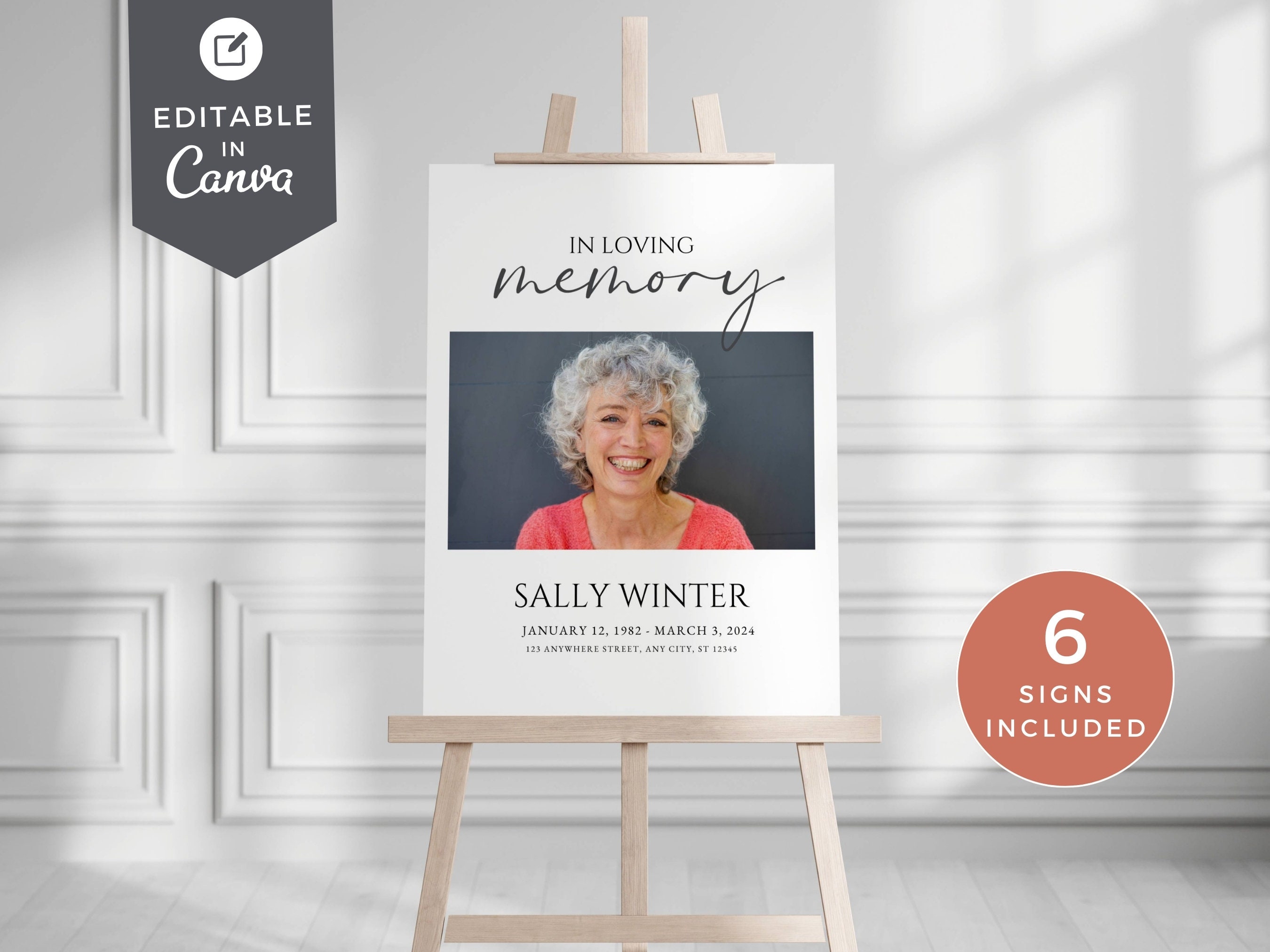 Funeral Memorial Sign Poster With Photo Collage Canva Template for ...