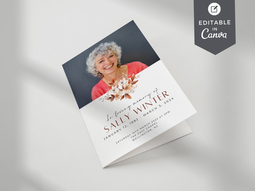 Printable Funeral Program Booklet Obiturary Template Editable Funeral ...