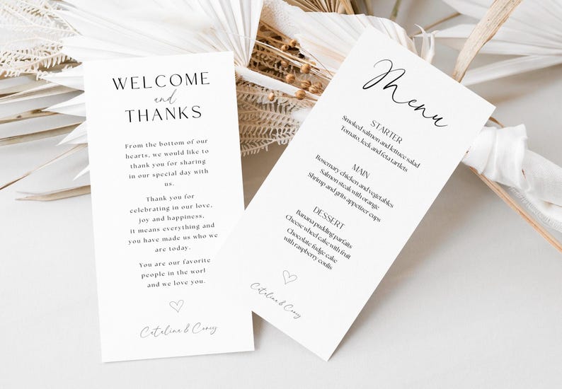 Canva Wedding Menu & Thank You Card Wedding Menu Thank You Wedding ...