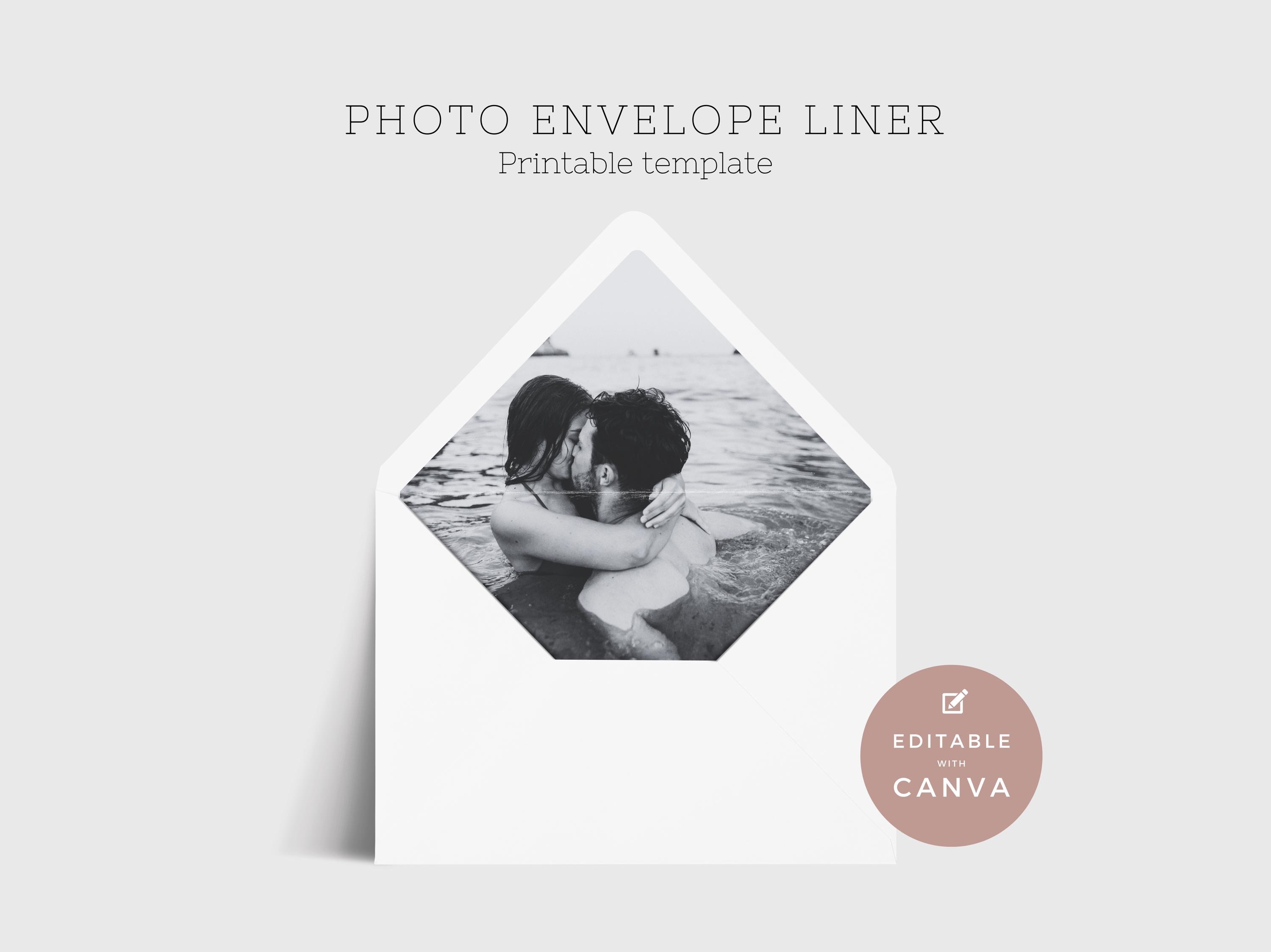 Editable Wedding Envelope Liner Template, DIY Printable Custom Photo ...