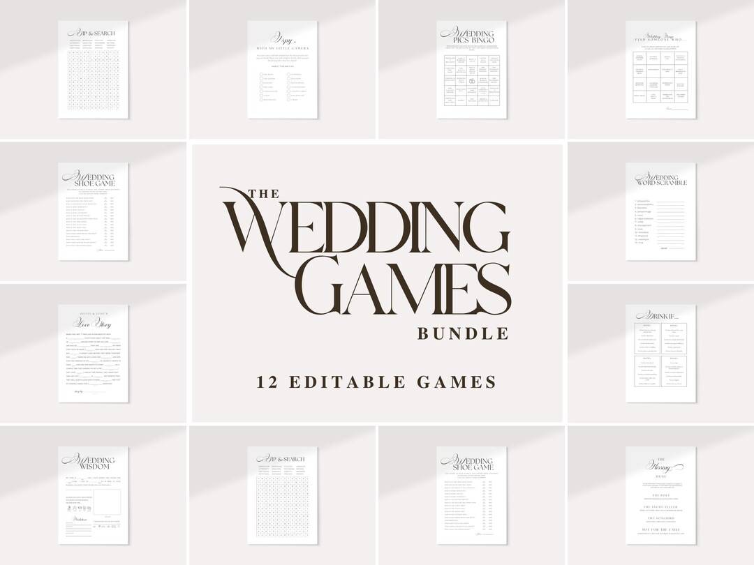 Editable Wedding Games Bundle: Canva Template, Bridal Shower Games ...