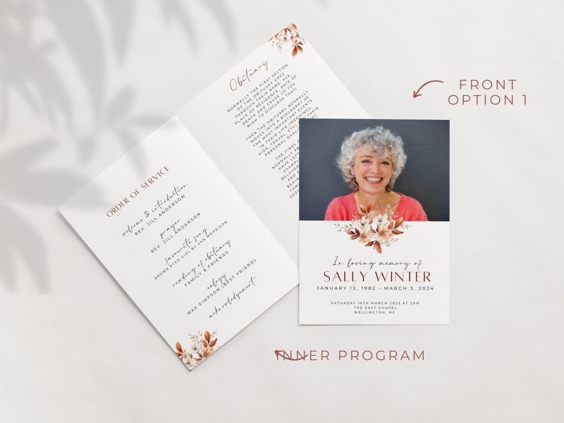 Printable Funeral Program Booklet Obiturary Template Editable Funeral ...