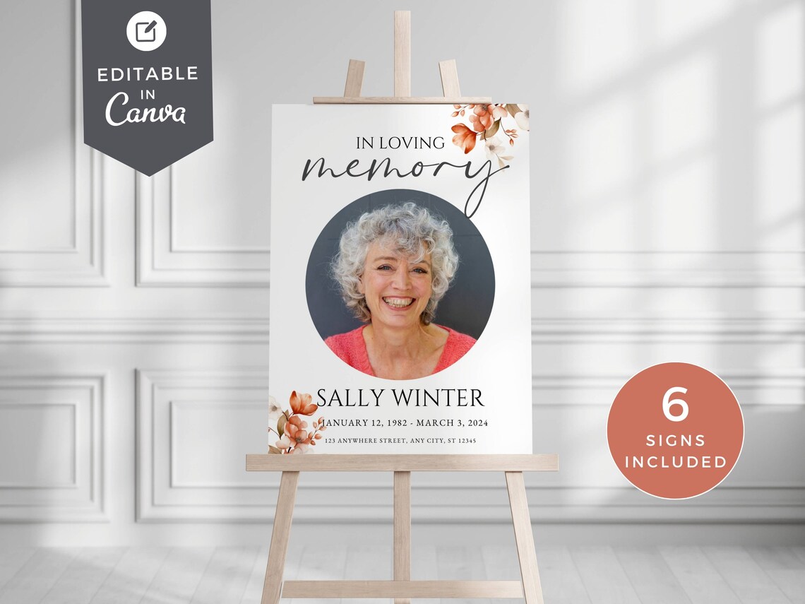 Funeral Memorial Sign Poster With Photo Collage Canva Template for ...