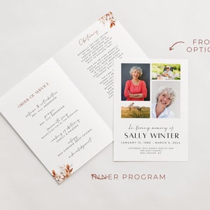 Printable Funeral Program Booklet Obiturary Template Editable Funeral ...