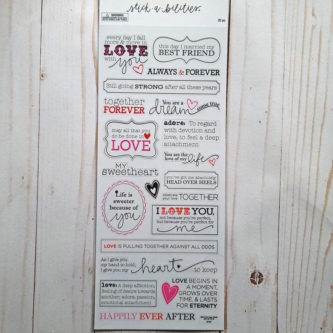 Love Quote Stickers - Romantic Phrase Stickers for Wedding, Anniversary ...