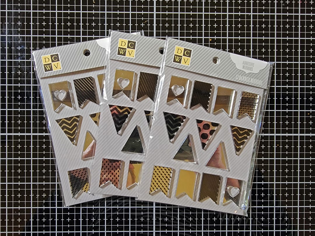 Adhesive Mirror Banner Stickers – 13 Silver Reflective Pennant ...