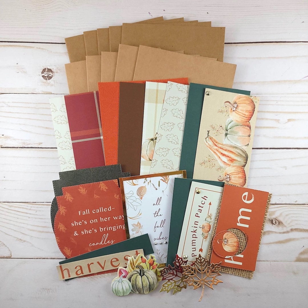 Thanksgiving 5 Cards DIY Kit 1, Handmade Card Kit, Craft Kit, DIY Fall ...