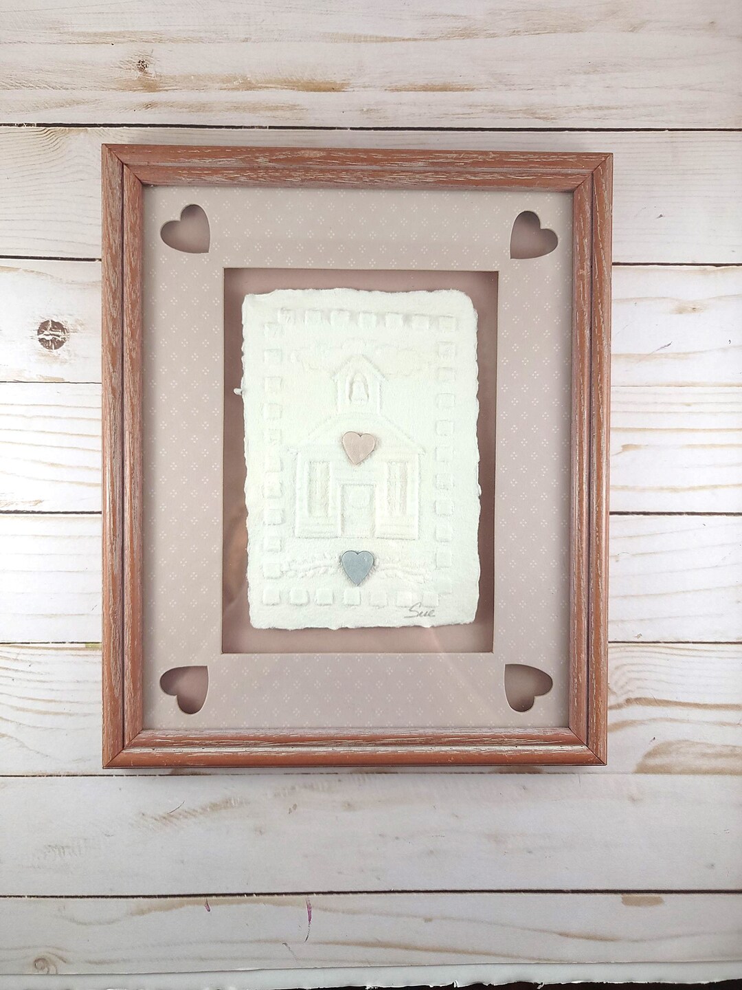 Vintage Embossed Hand Cast Pressed Paper Art, Church Embossed Paper Art ...