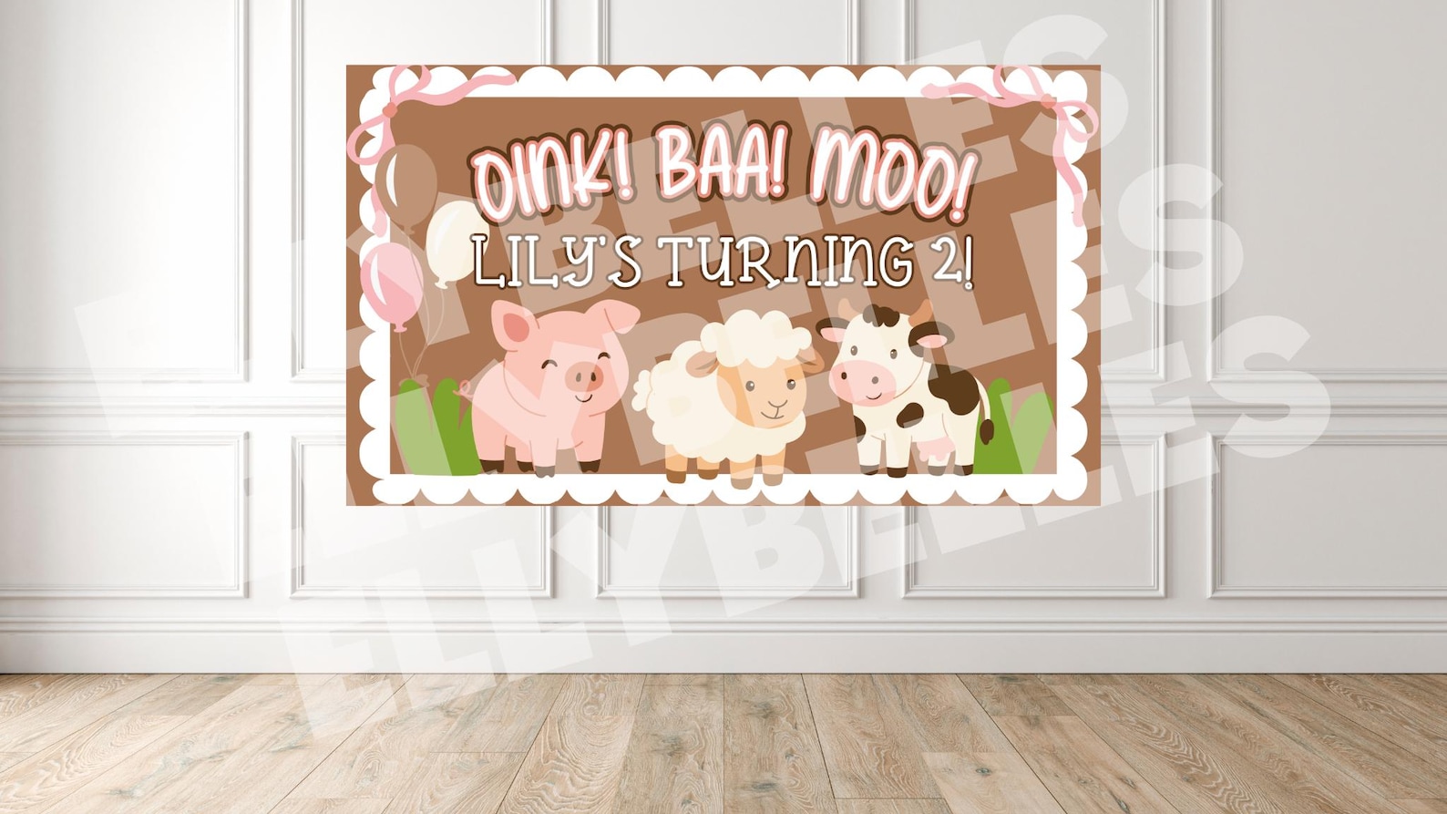 Oink Baa Moo 2nd Birthday | Editable Canva Banner Template - Etsy