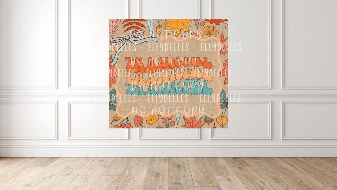 Thankful Fall Leaves Groovy | Editable Canva Banner Template 3x3 - Etsy