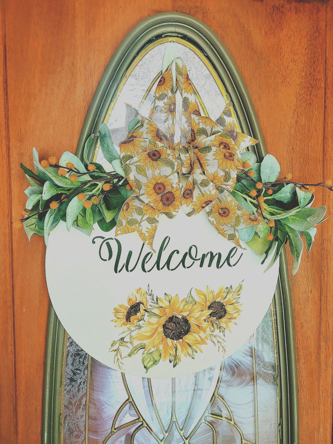 Sunflower Welcome Sign| Front Door Sign| Sunflower Front Door Wreath ...