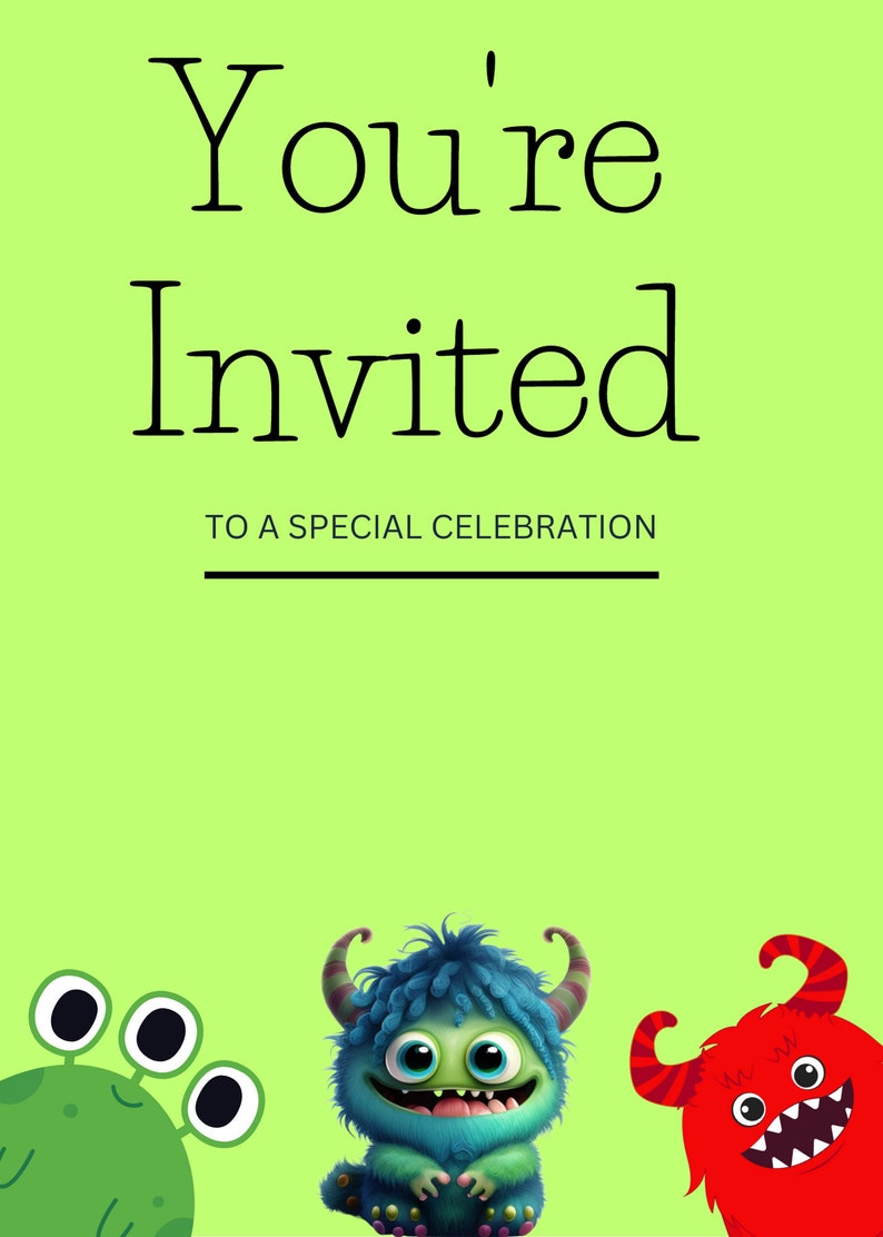 Printable Invitation Monster Invitation Editable - Etsy