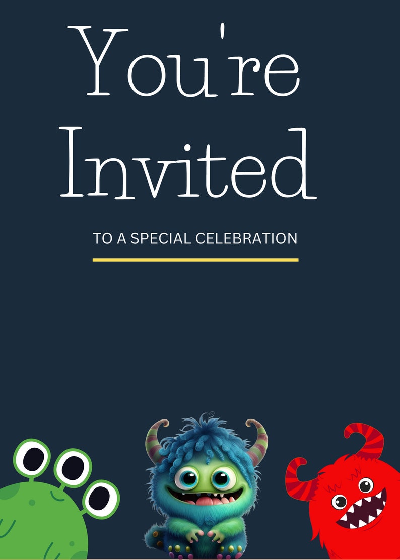 Printable Invitation Monster Invitation Editable - Etsy