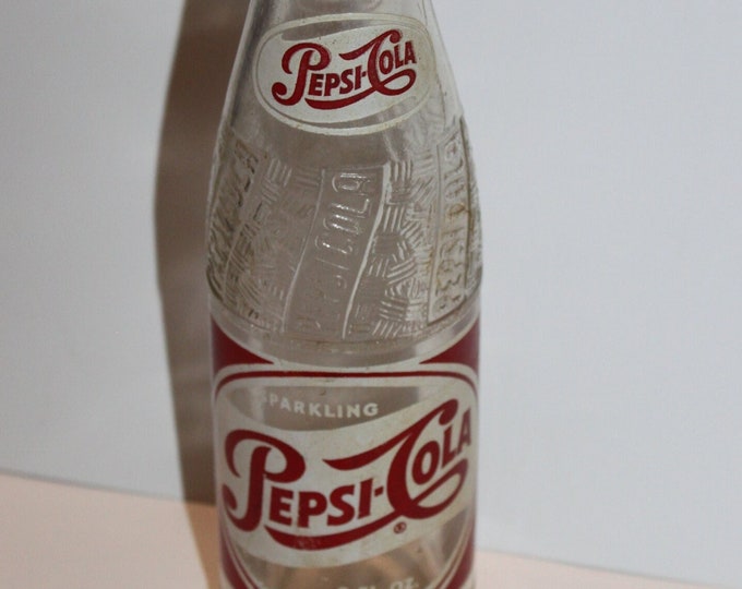 Vintage 8 FL. OZ. Pepsi Cola Bottle 1940-50s, Old Clear Glass Pepsi ...