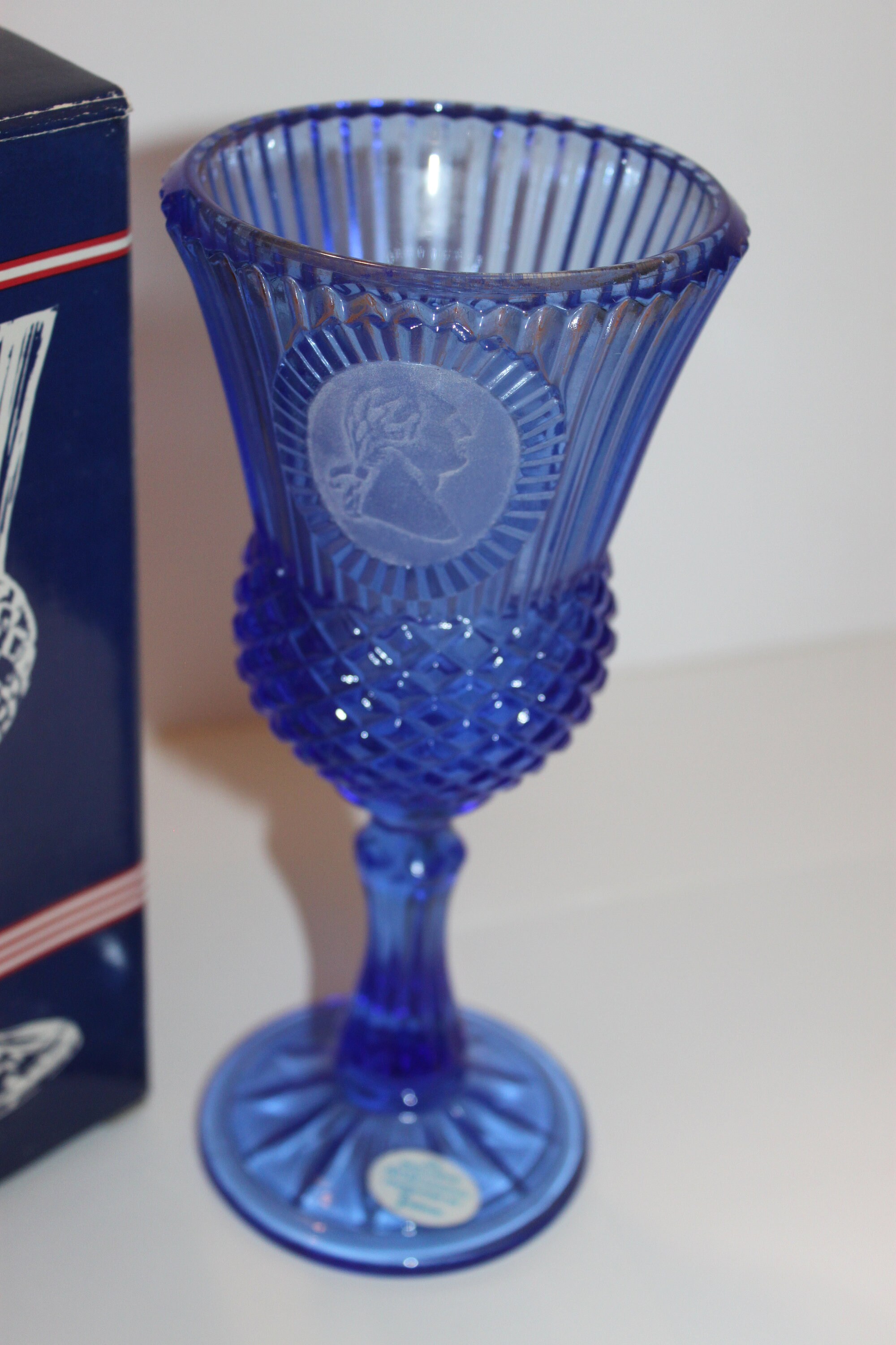 Vintage Avon Bicentennial 1976 Blue Glass Goblet Avon - Etsy