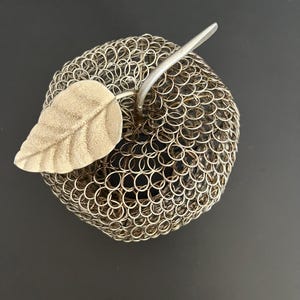 Vintage Chainmail Apple Sculpture, Chainmail Metal Art Piece, Metal ...