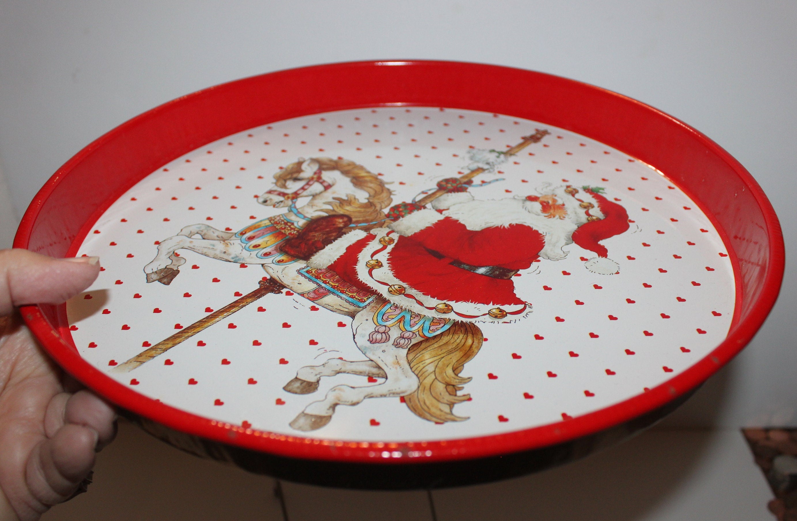 Vintage Christmas Serving Metal Tray, Giordano Art Christmas Tray ...