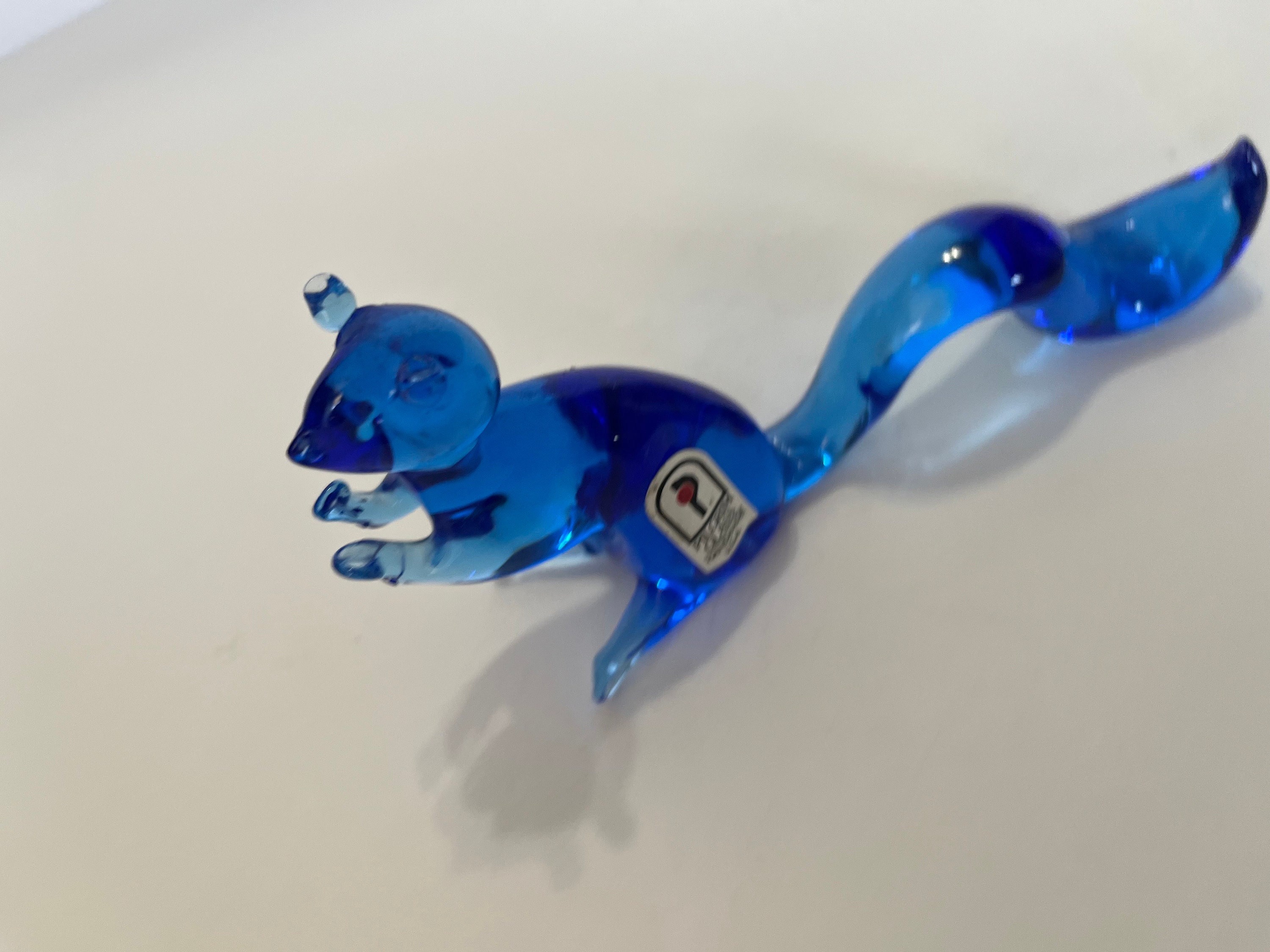 Vintage 1950s Pilgrim Blue Glass Squirrel Figurine, Blue Long Tail ...