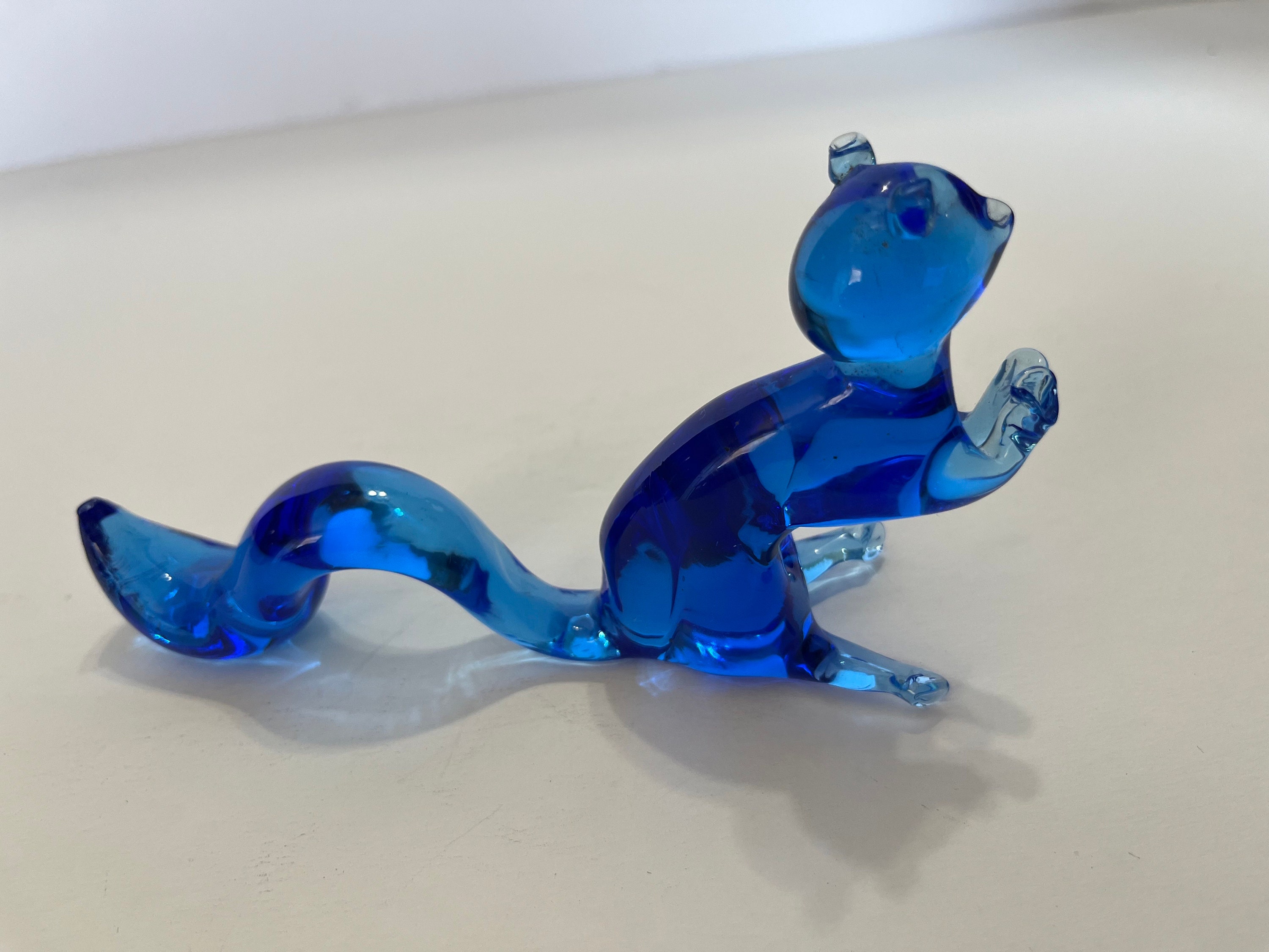 Vintage 1950s Pilgrim Blue Glass Squirrel Figurine, Blue Long Tail ...