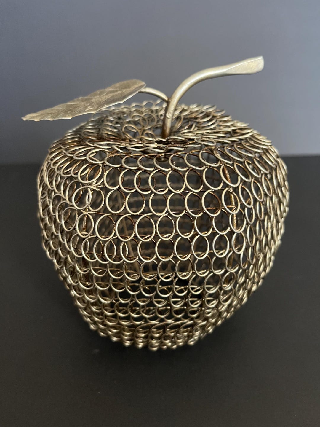 Vintage Chainmail Apple Sculpture, Chainmail Metal Art Piece, Metal ...