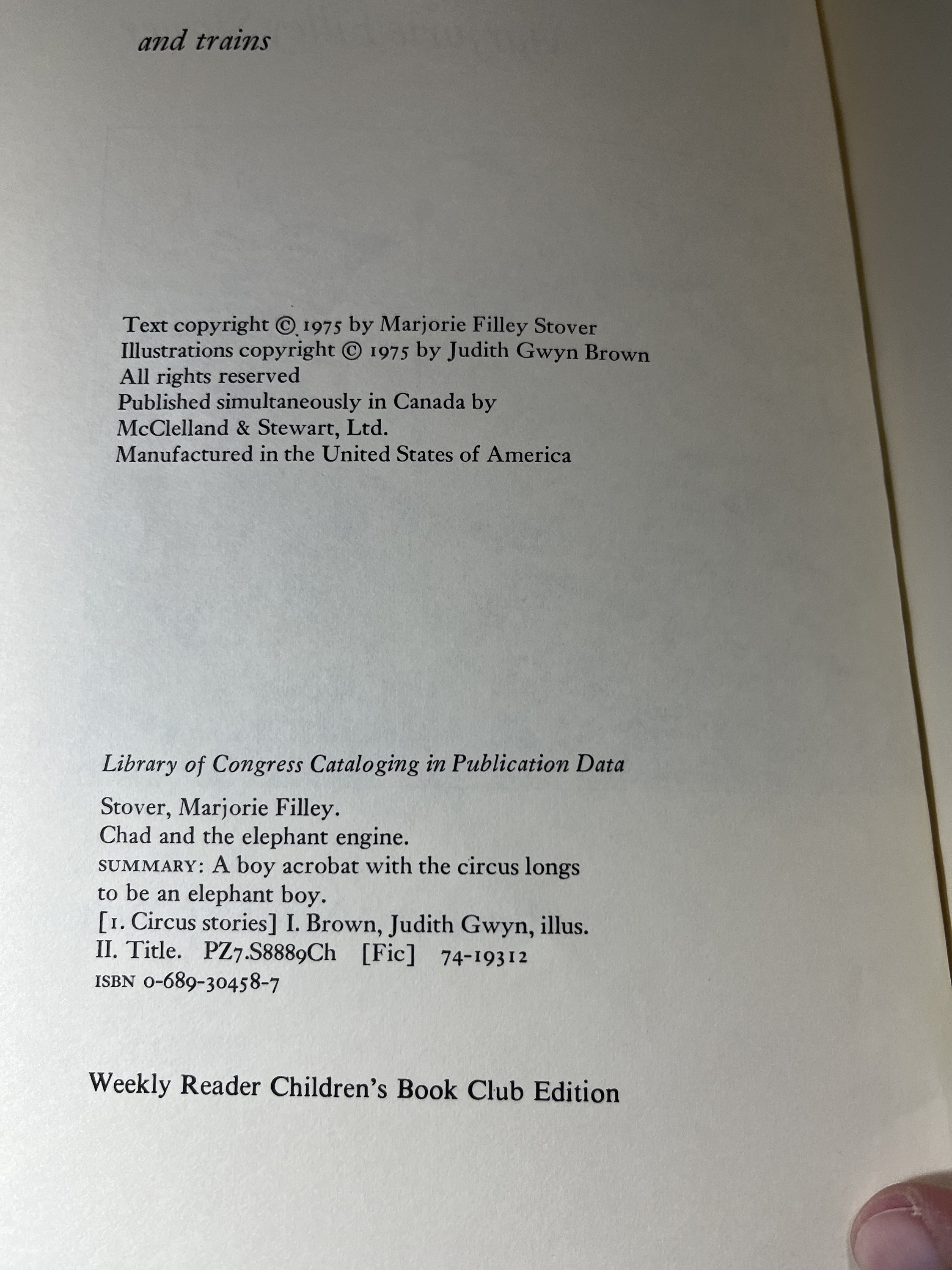 Chad and the Elephant Engine Book by Marjorie Filley Stover - Etsy