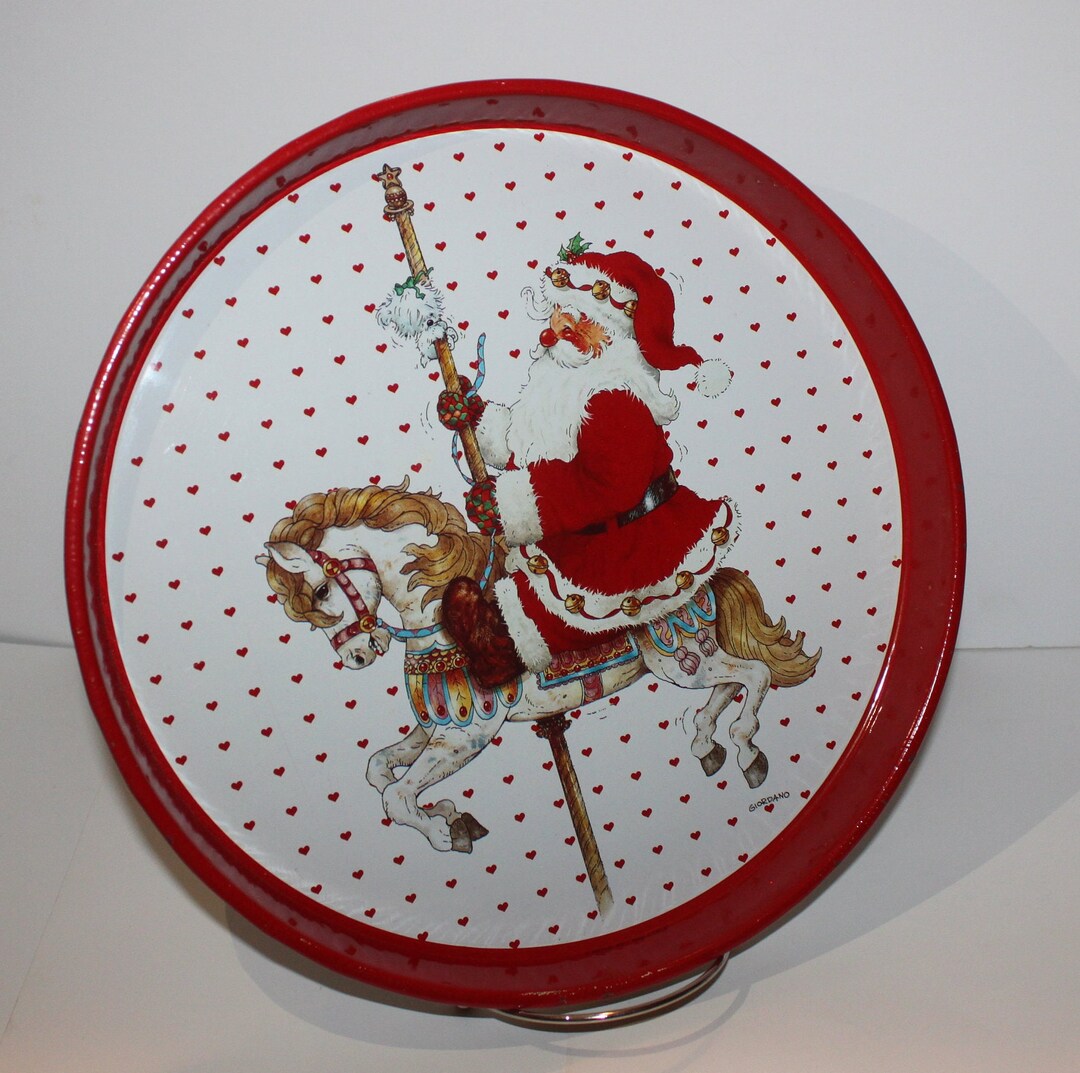 Vintage Christmas Serving Metal Tray, Giordano Art Christmas Tray ...