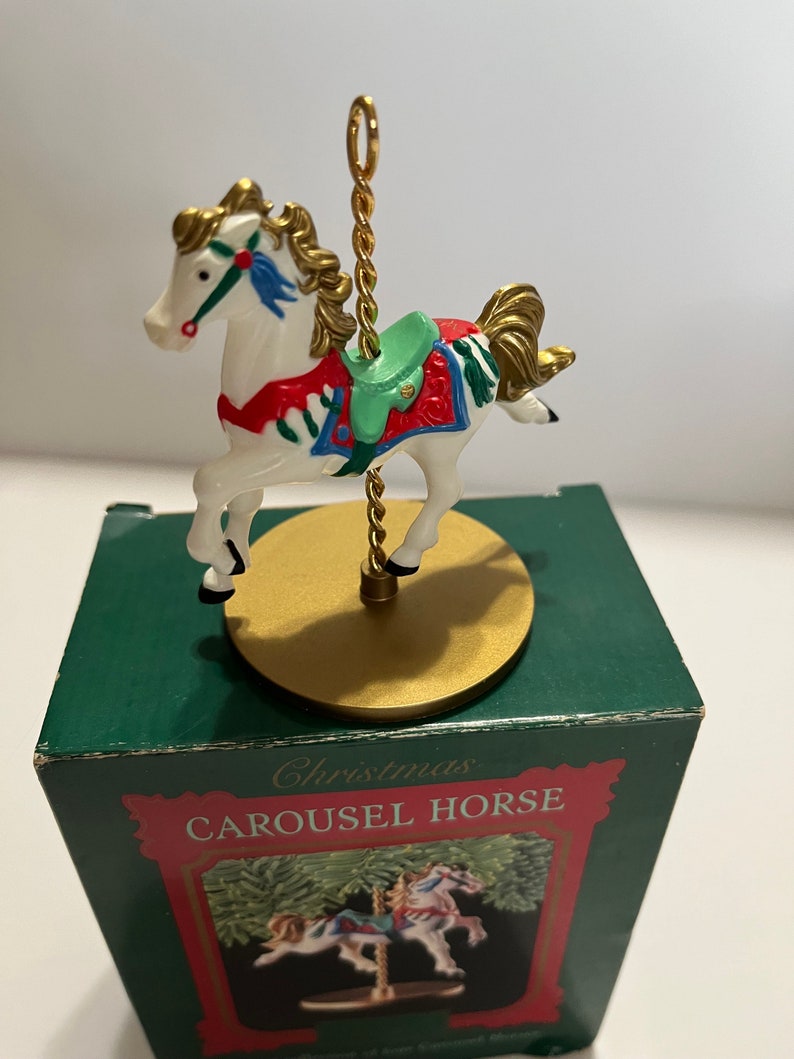 Vintage Hallmark Christmas Carousel Horse Ornament, 1989 Hallmark ...