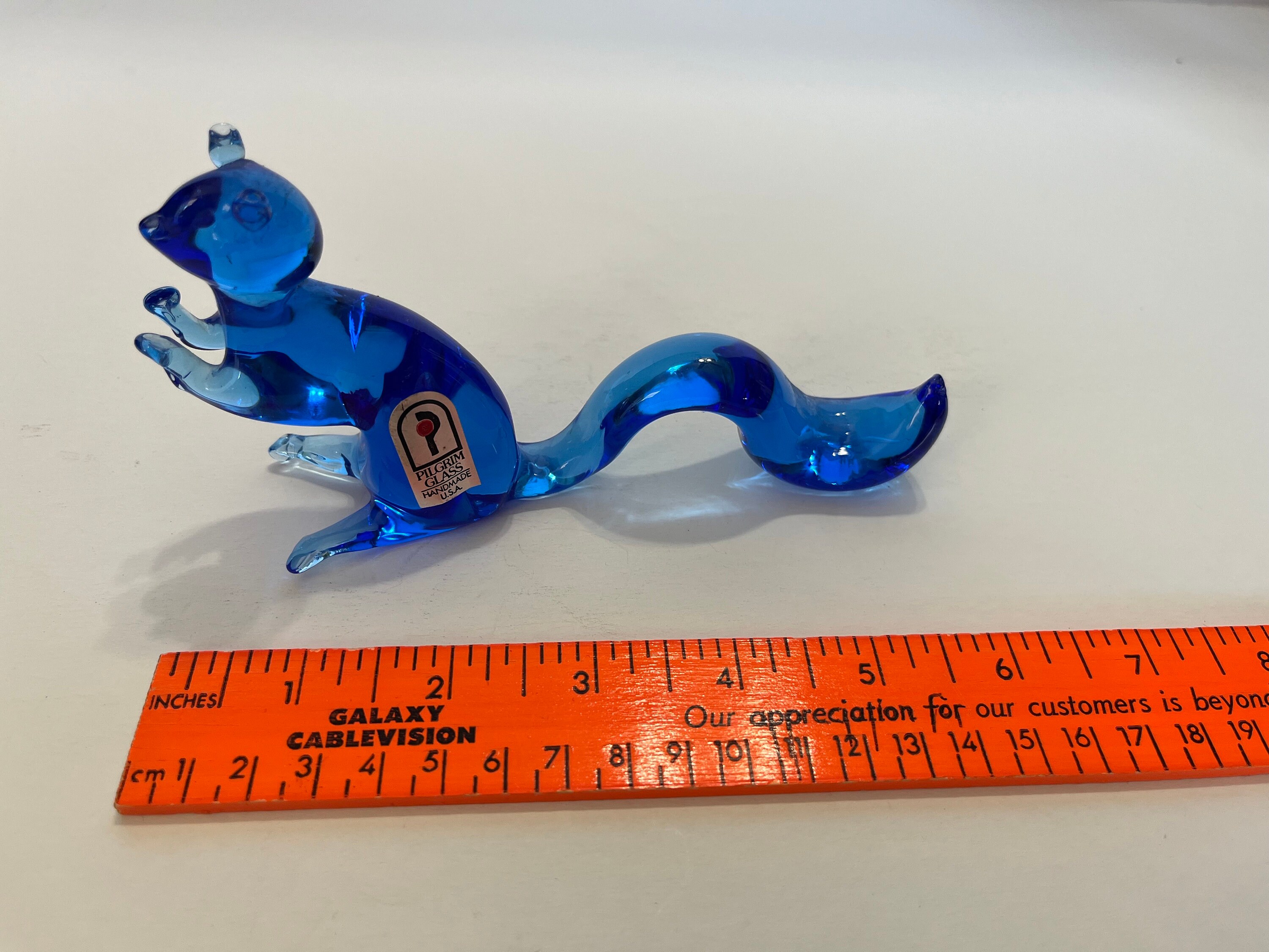 Vintage 1950s Pilgrim Blue Glass Squirrel Figurine, Blue Long Tail ...