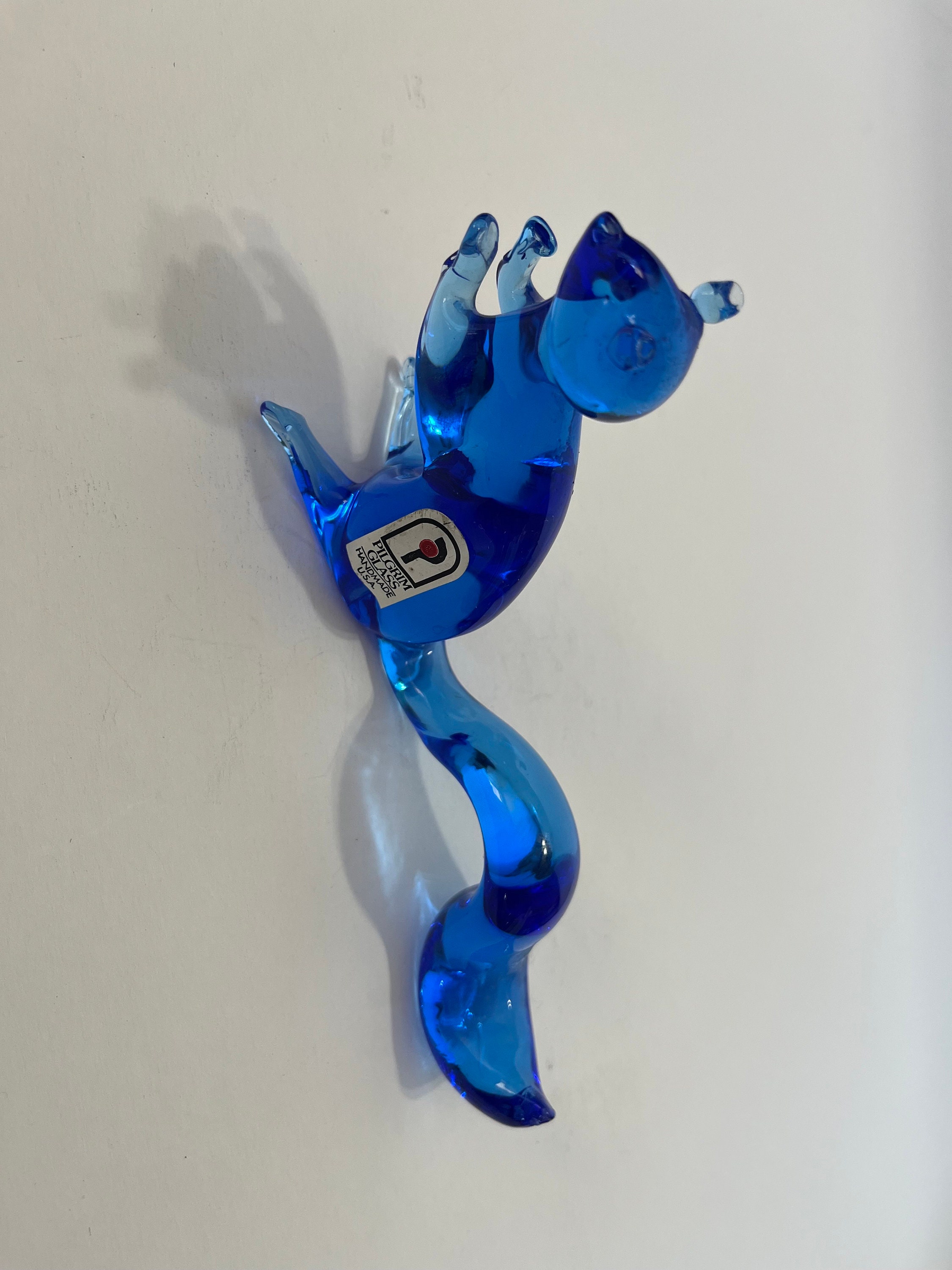 Vintage 1950s Pilgrim Blue Glass Squirrel Figurine, Blue Long Tail ...