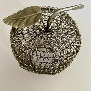 Vintage Chainmail Apple Sculpture, Chainmail Metal Art Piece, Metal ...