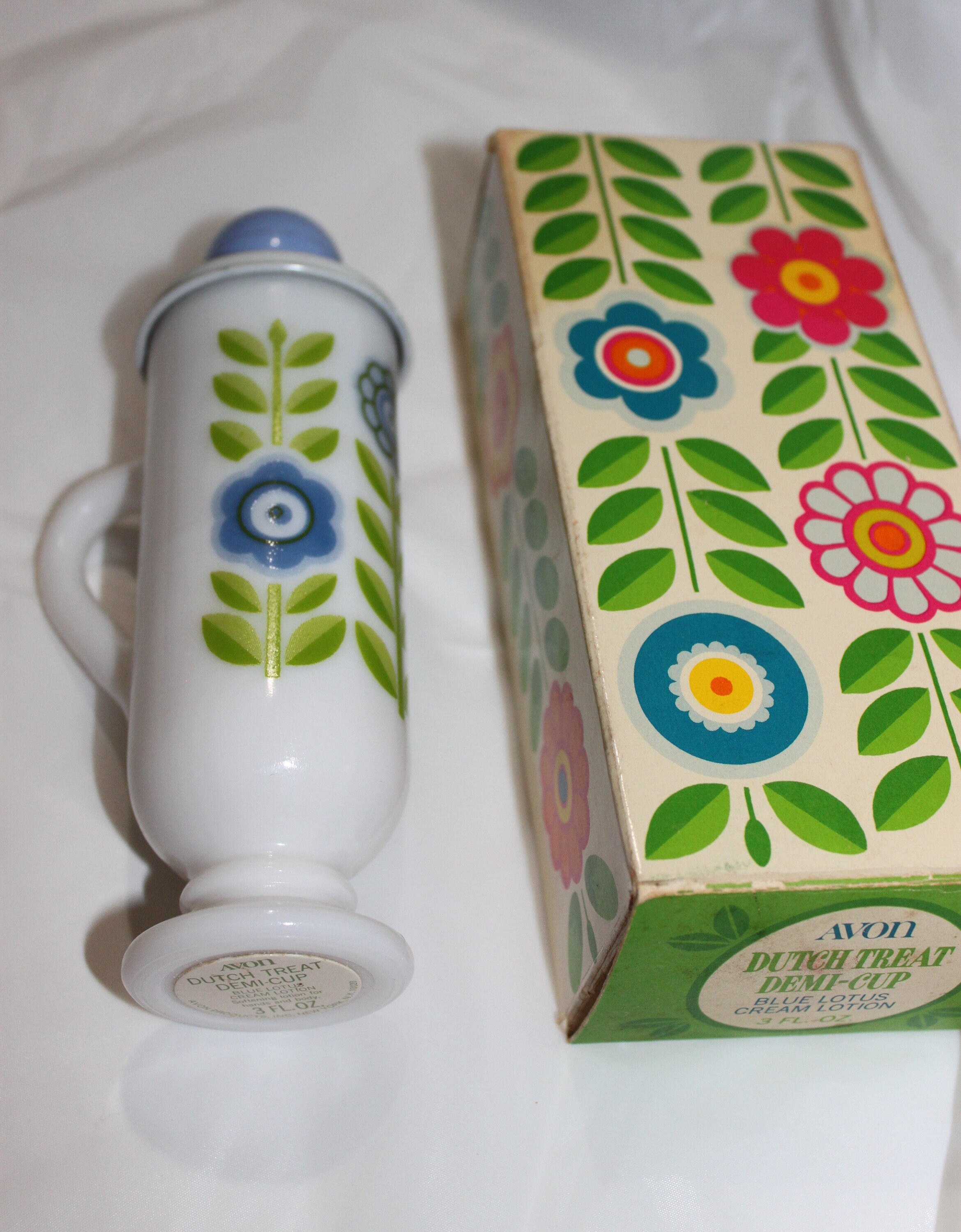 Vintage Avon Dutch Treat Demi-cup Blue Lotus Cream Lotion With - Etsy