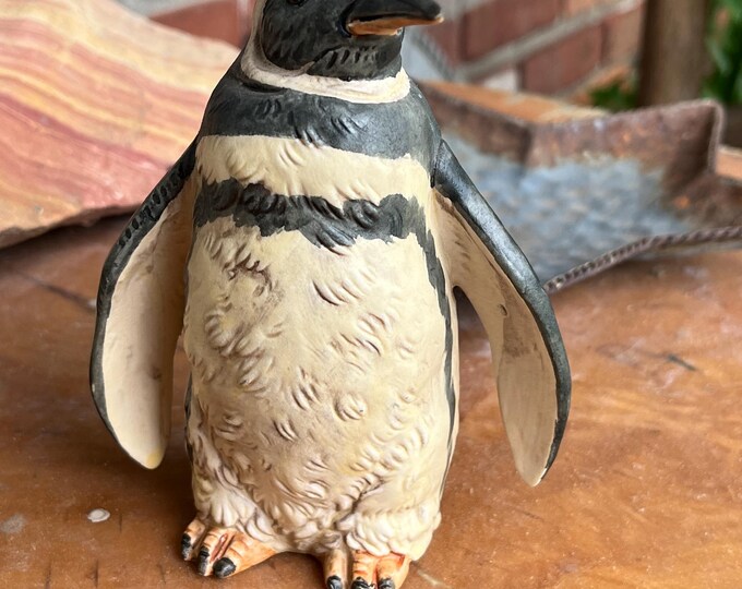 Penguin Ceramic Porcelain Figurine, Handpainted Porcelain Penguin by ...