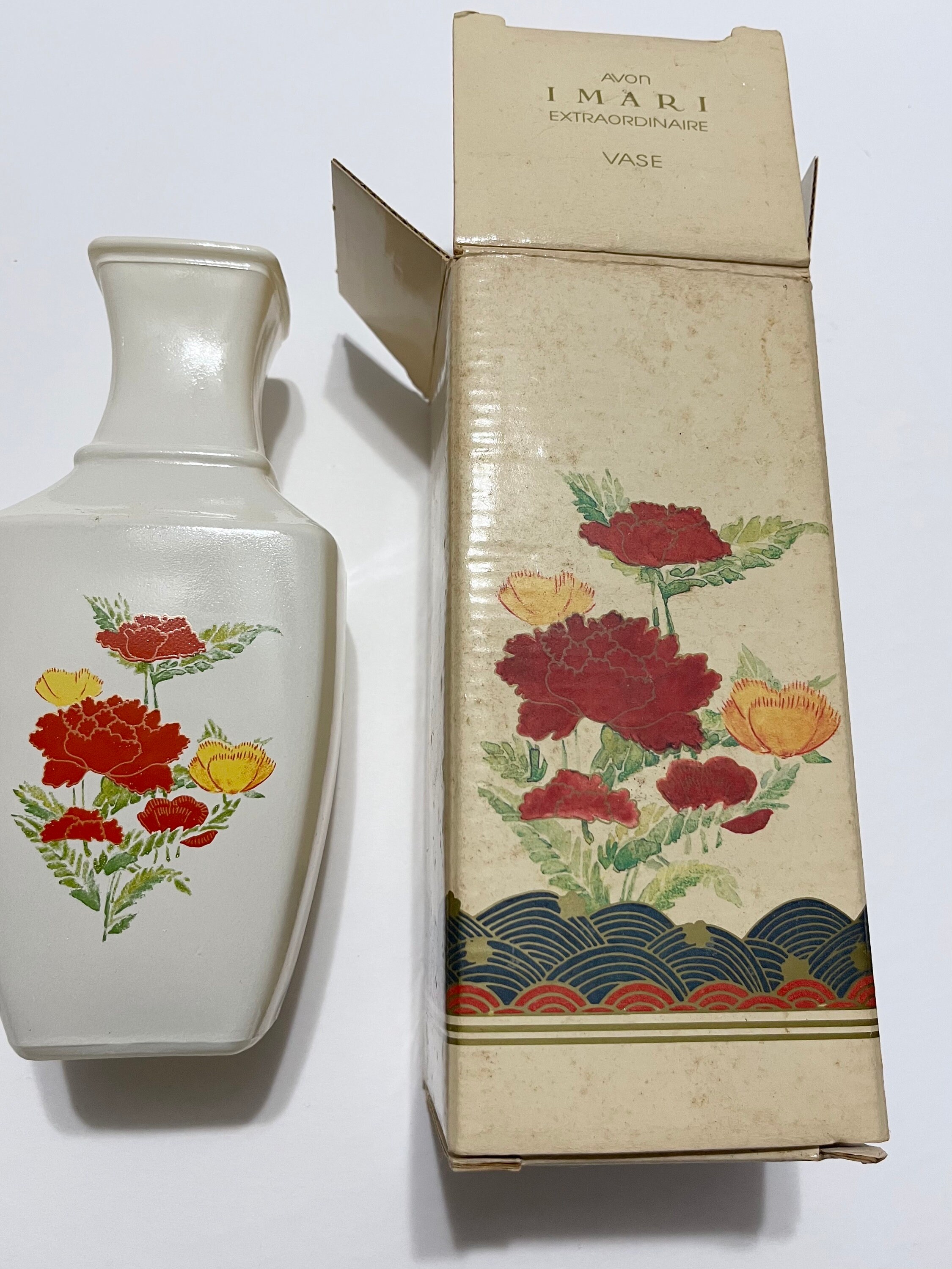 Vintage Avon Imari Extraordinaire Vase With Original Box, Ivory White ...