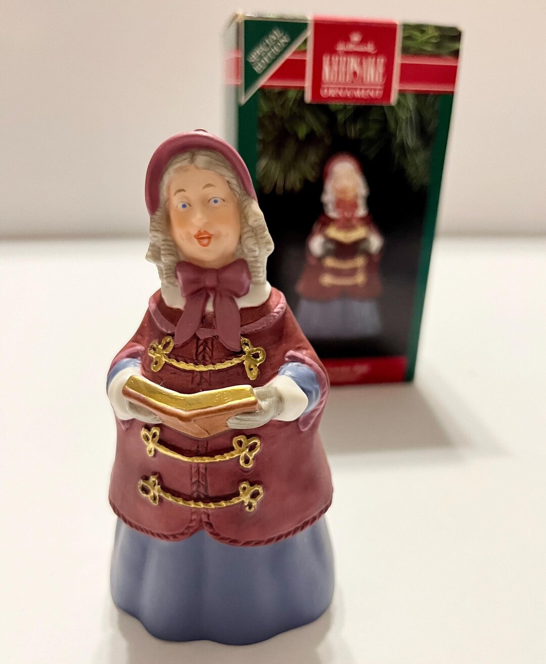 Vintage Hallmark Keepsake Ornament 1991 Dickens Caroler Bell Mrs ...
