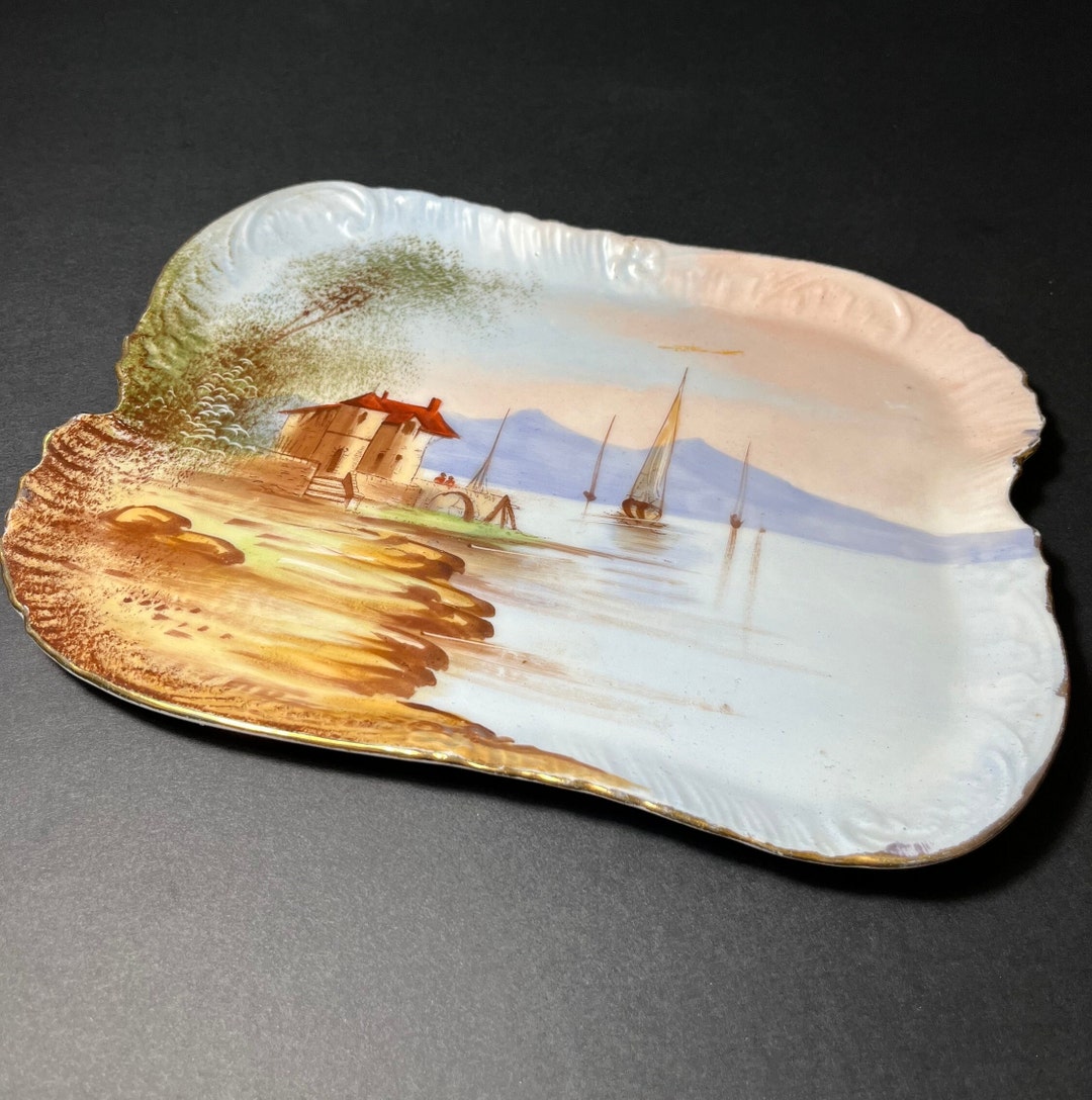 Vintage Hand Painted Porcelain Ceramic Vanity Dresser Tray, Hand ...