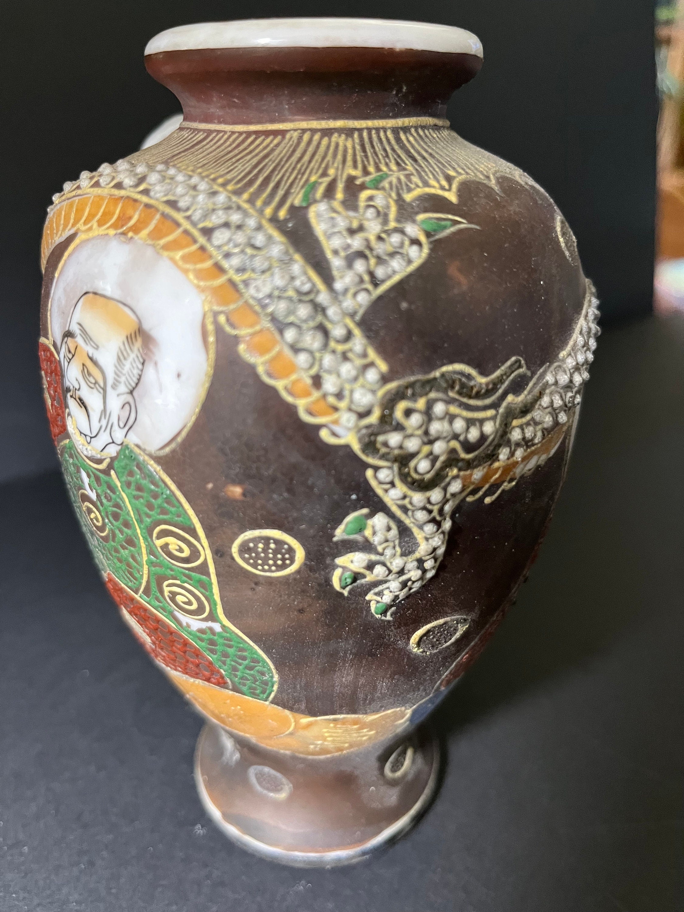 Dragon Vase Made in Nagoya Japan, Dragonware Vase, Moriage Dragon Vase ...