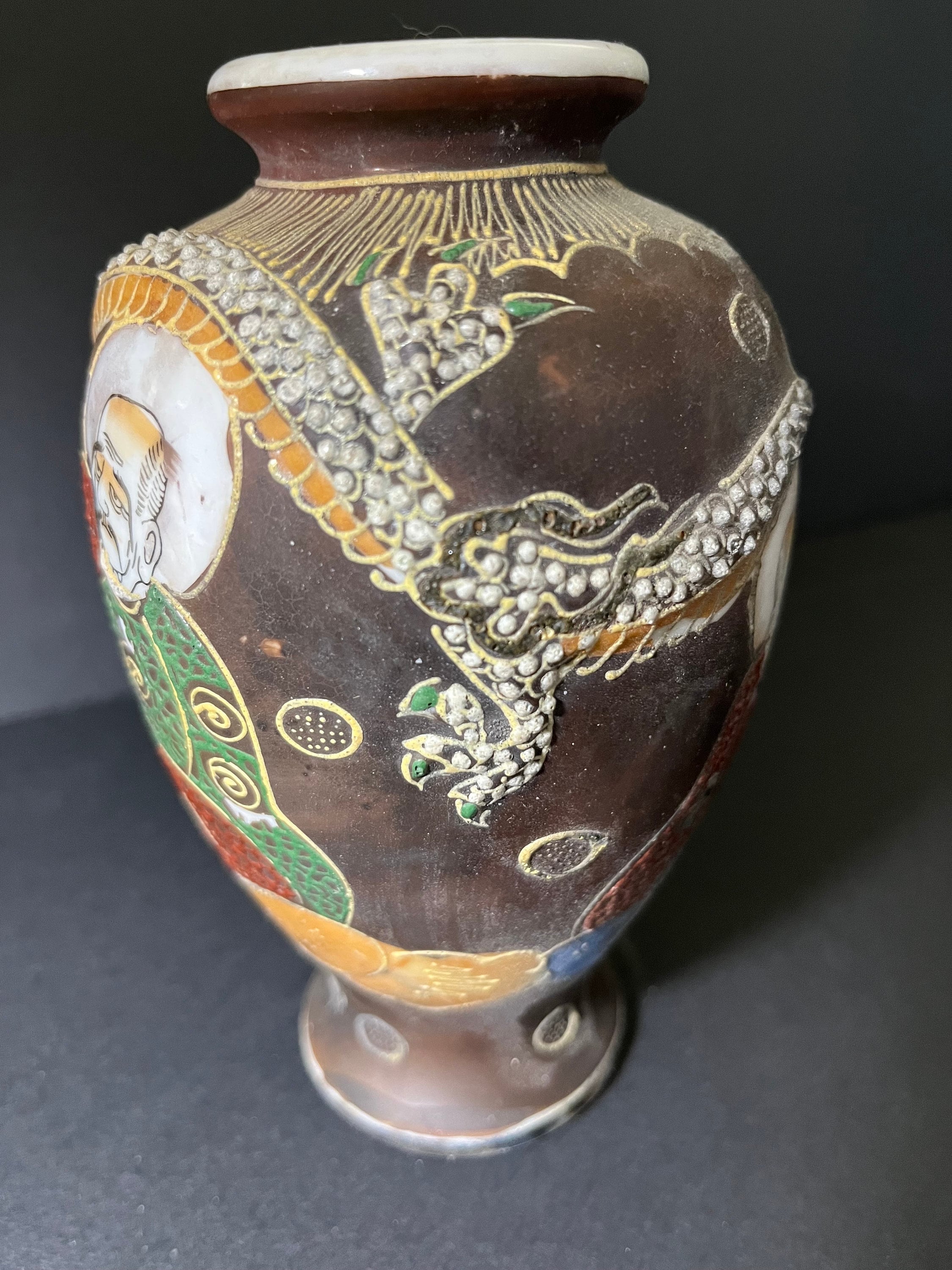 Dragon Vase Made in Nagoya Japan, Dragonware Vase, Moriage Dragon Vase ...