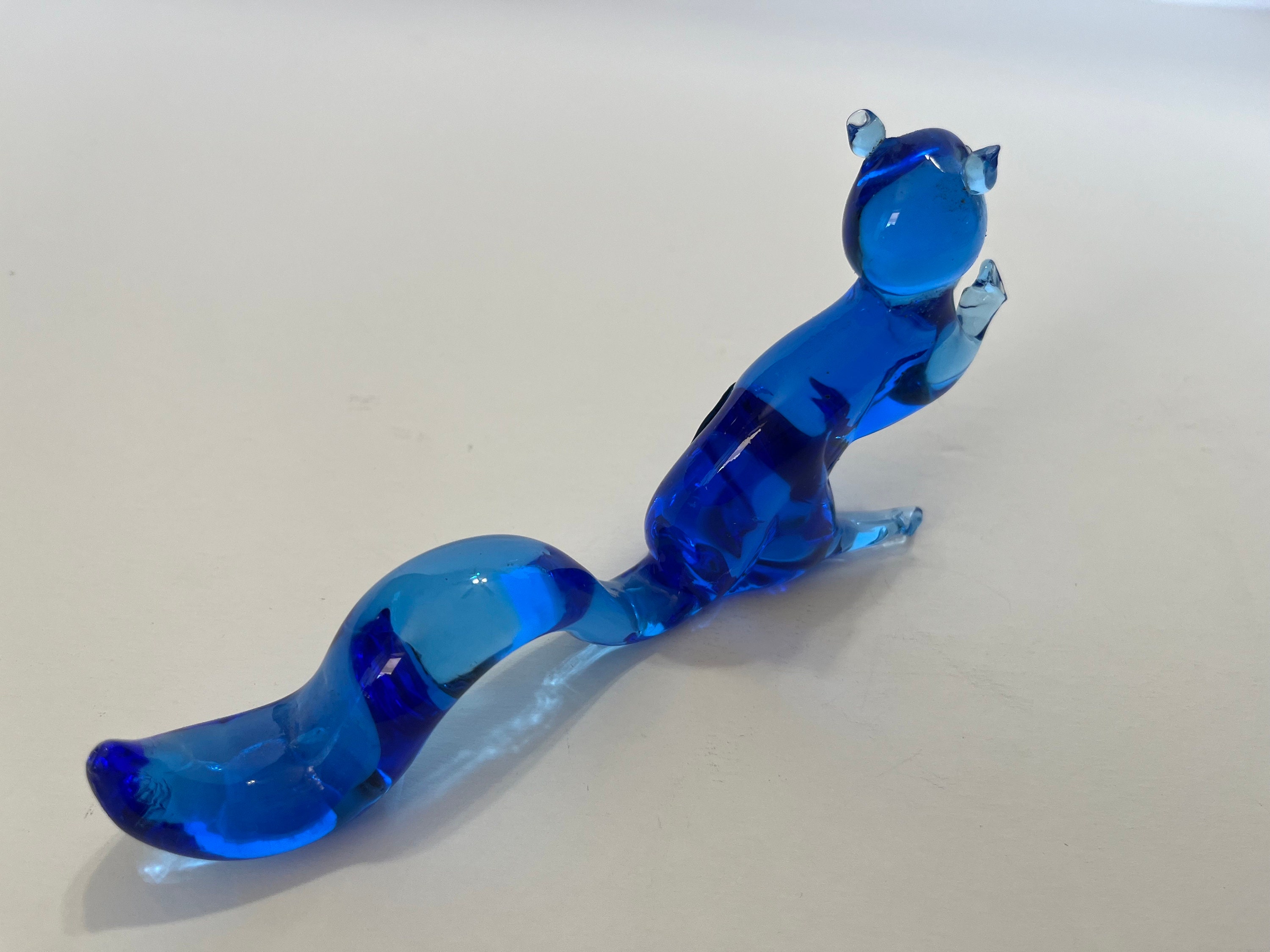 Vintage 1950s Pilgrim Blue Glass Squirrel Figurine, Blue Long Tail ...