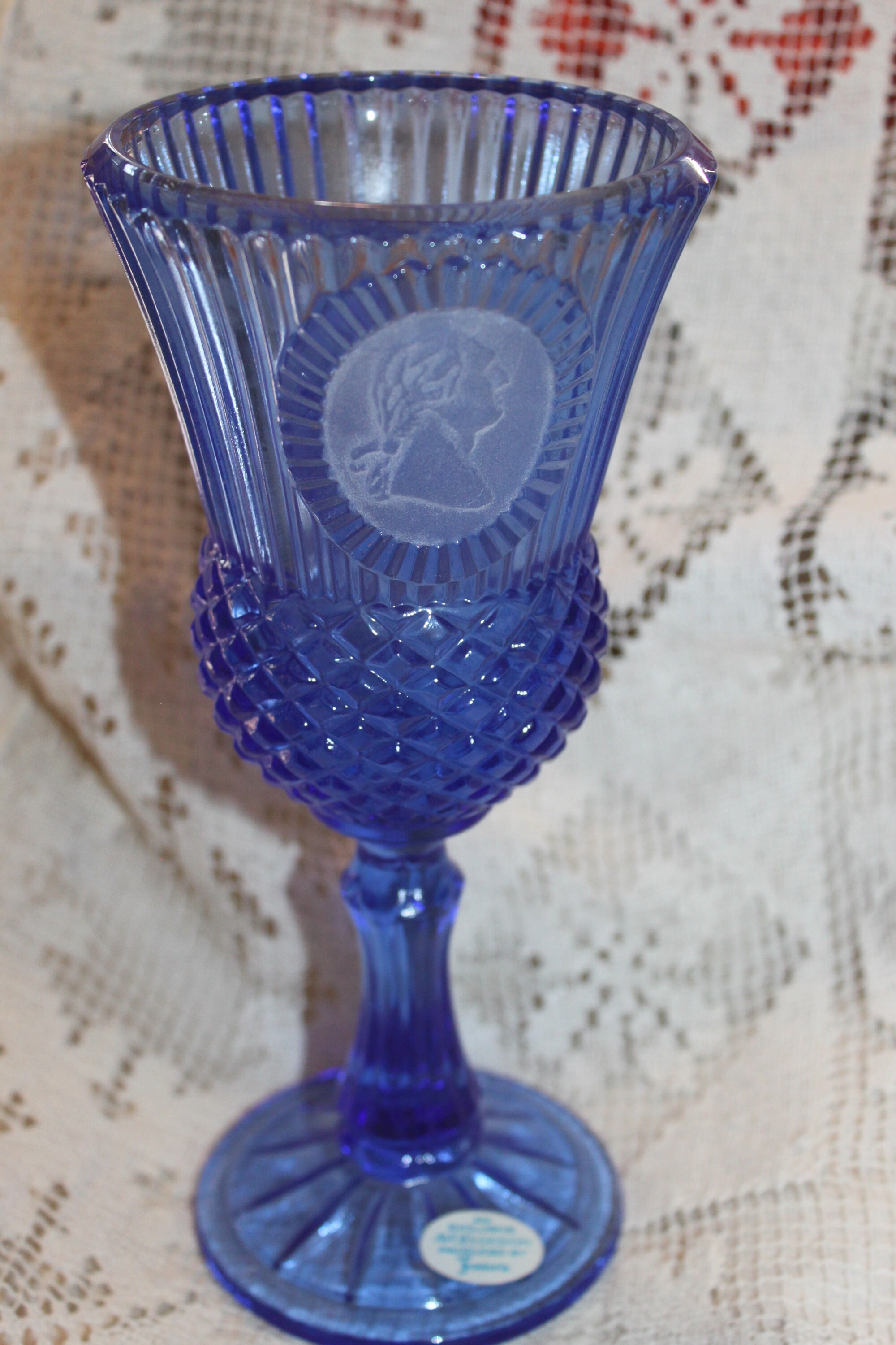 Vintage Avon Bicentennial 1976 Blue Glass Goblet, Avon Washington ...
