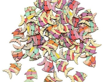 Wooden Fish Buttons - Etsy