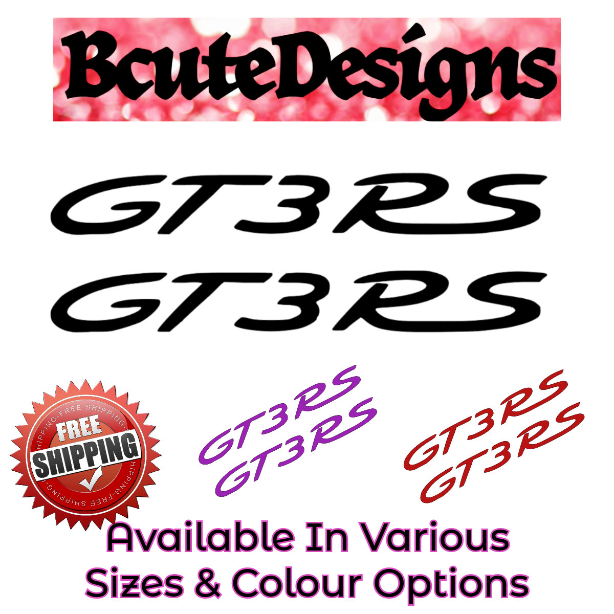 GT3RS GT RS Car Vinyl Decal Transfer Sticker 911 GT3 X2 Decals (pair ...