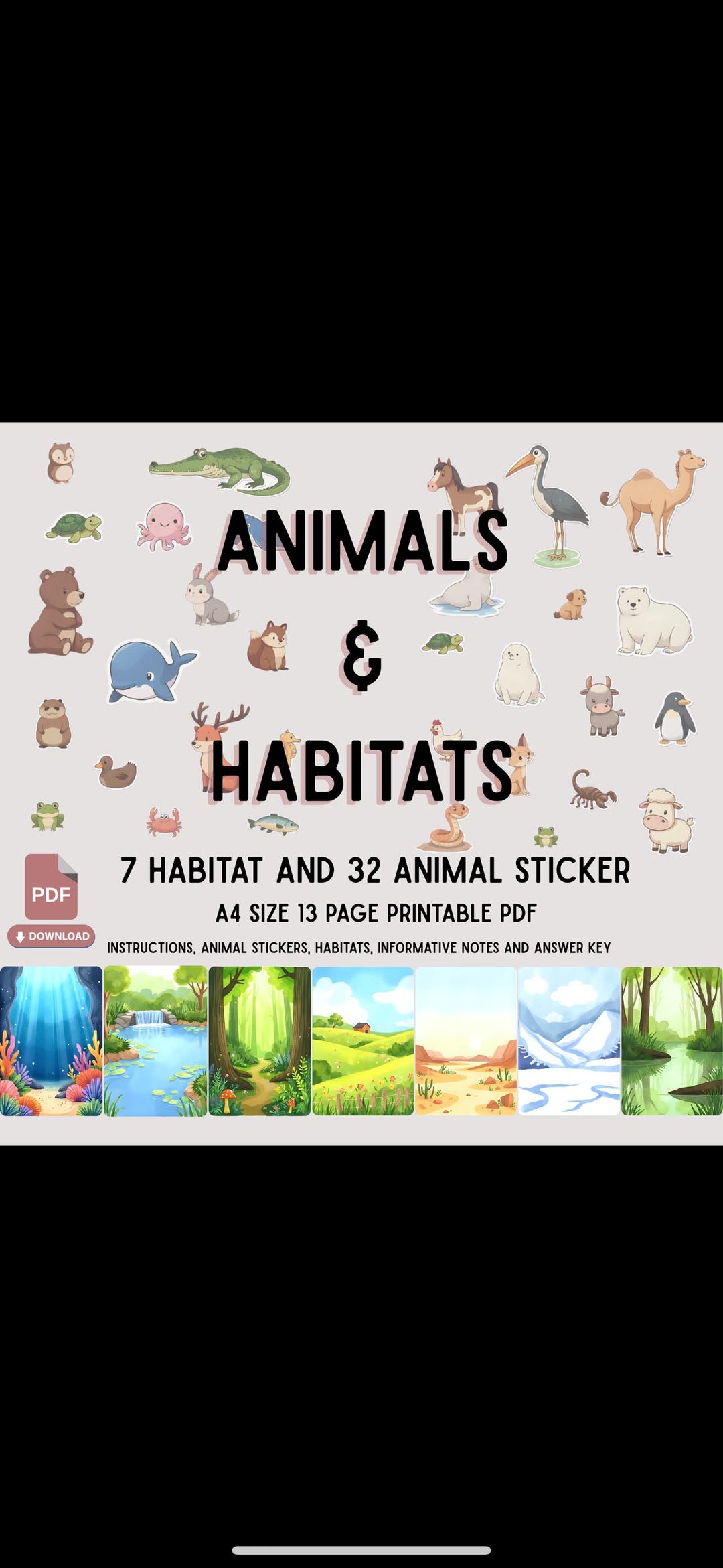 Animal Habitats Busy Book | Montessori Activity | Printable Animal ...
